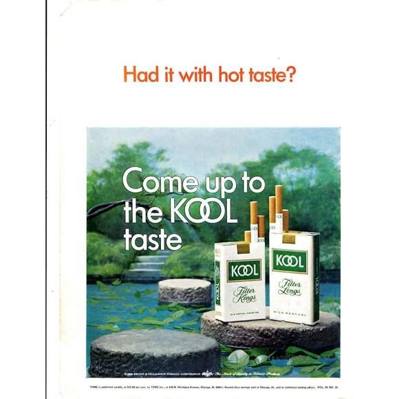 Kool Cigarettes | Other | Kool Cigarettes Vintage Print Ad Advertising ...